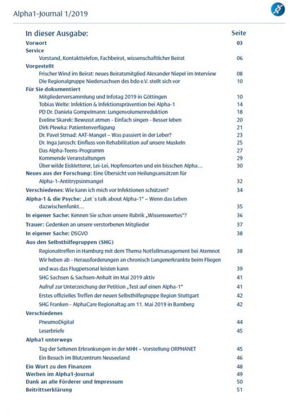 Inhaltsverzeichnis-1-2019 - Ihr Online Portal für Mitglieder und Interessierte